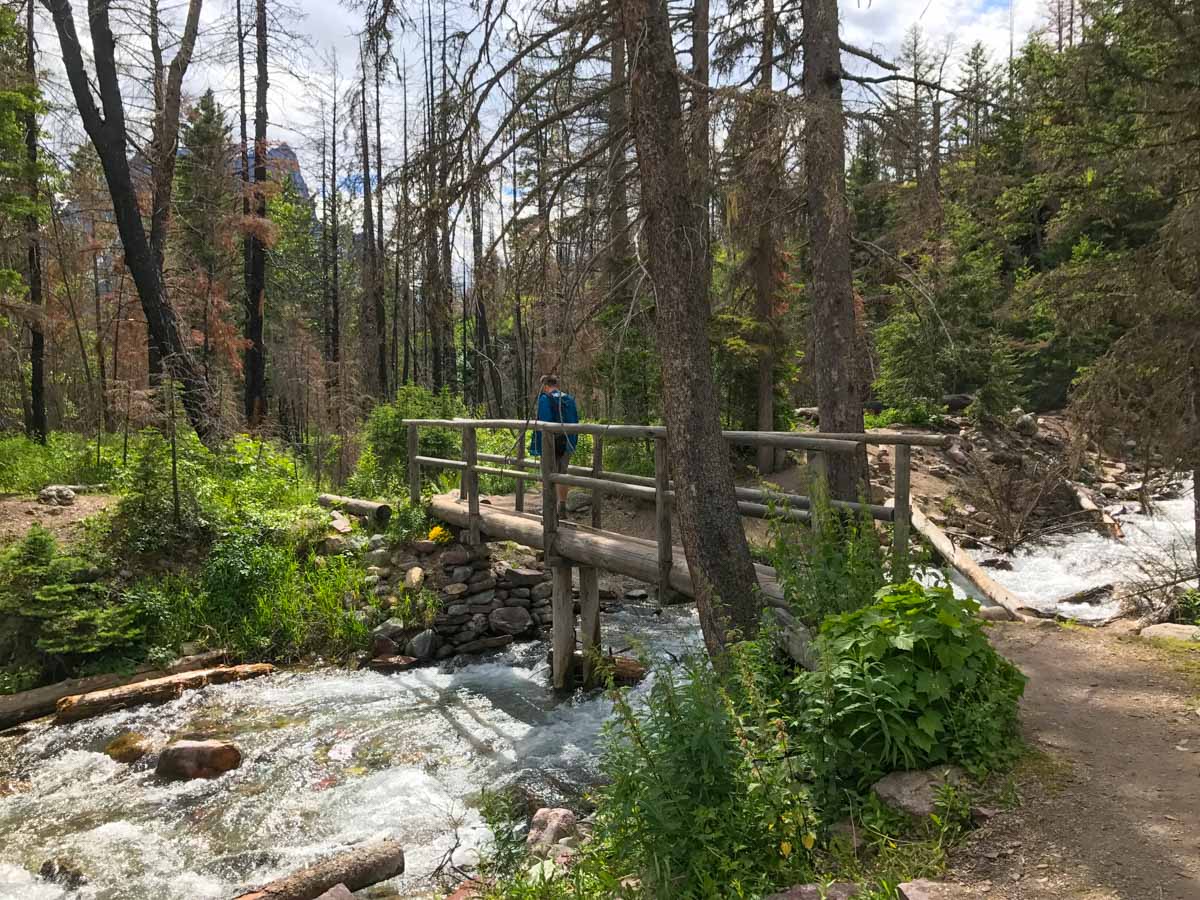 Hiking to Baring Falls in Saint Mary Lake in Glacier National Park