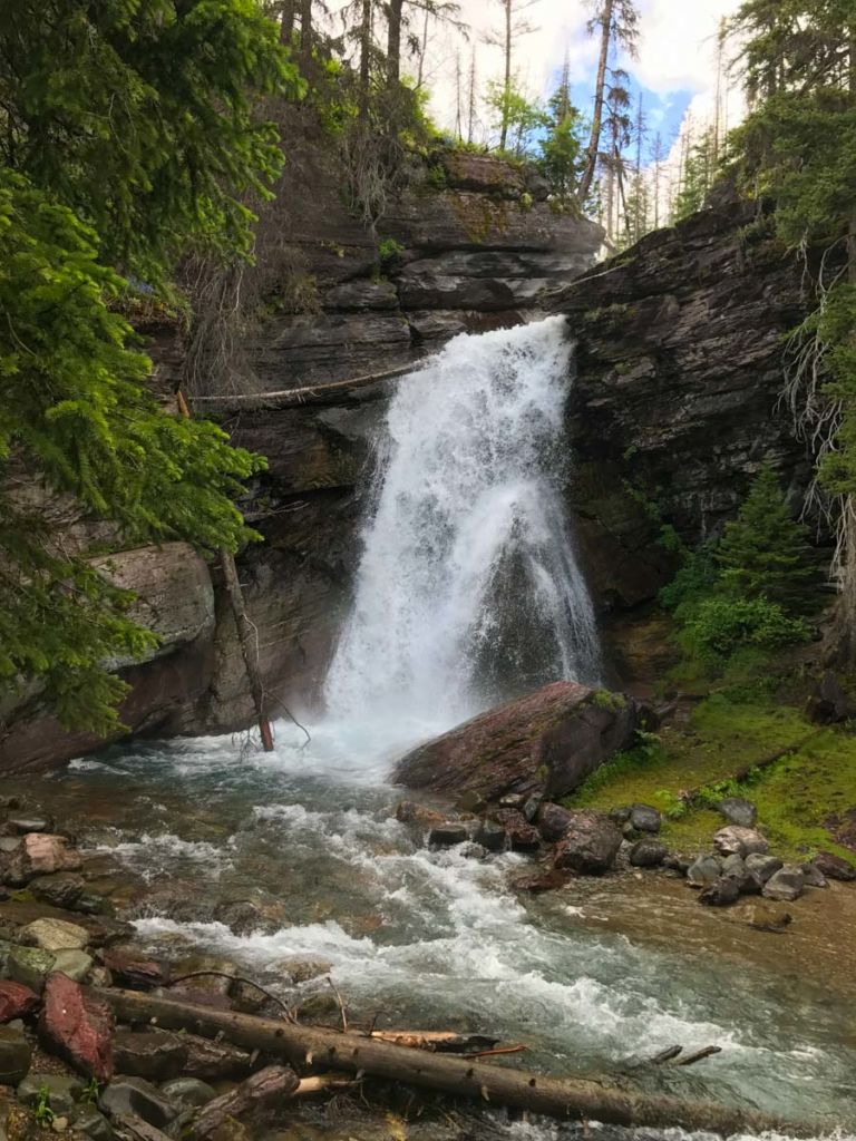 Hiking to Baring Falls in Saint Mary Lake in Glacier National Park
